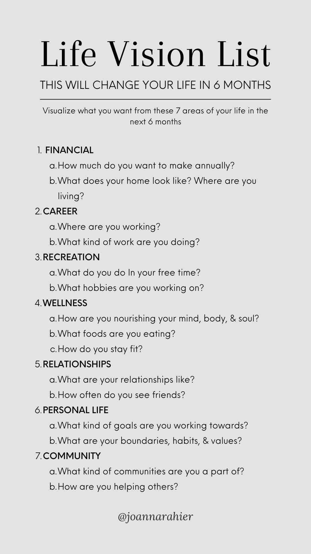 7 Areas Of Focus To Create A Vision For The Life You Want